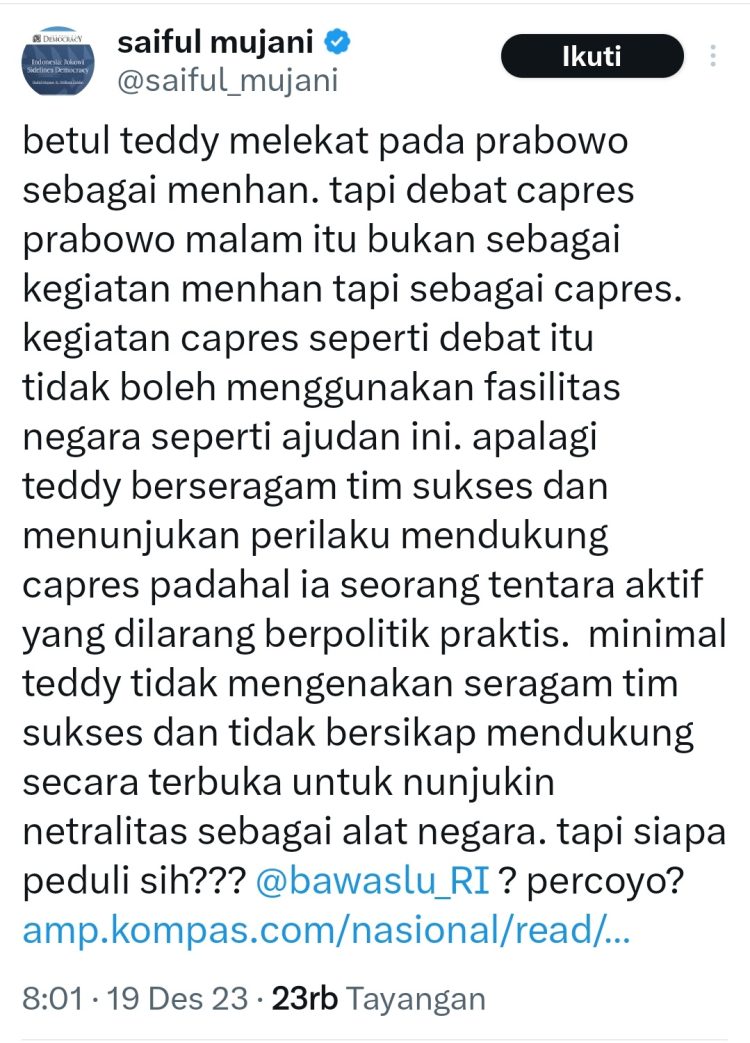 Tuai Kontroversi, Ini Profil Mayor Teddy Indra Ajudan Prabowo | Infobanknews