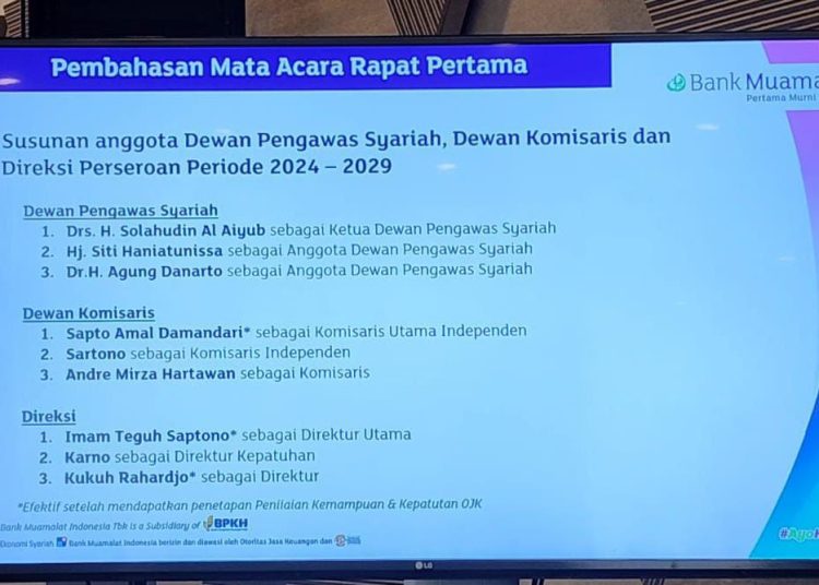 RUPSLB Bank Muamalat Rombak Pengurus, Ini Susunan Terbarunya | Infobanknews